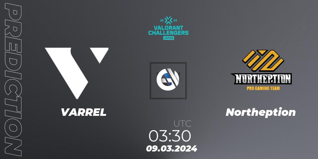 VARREL vs Northeption: Betting TIp, Match Prediction. 09.03.2024 at 03:30. VALORANT, VALORANT ...