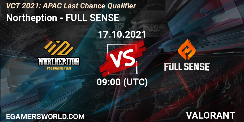 Northeption VS FULL SENSE VALORANT Betting Tips, Stream, LiveScore, Results on EGW☕