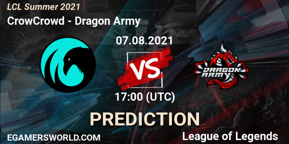 CrowCrowd vs Dragon Army: Betting TIp, Match Prediction. 07.08.2021 at 17:00. LoL, LCL Summer 2021