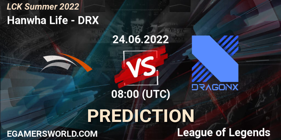Hanwha Life vs DRX: Betting TIp, Match Prediction. 24.06.2022 at 08:00. LoL, LCK Summer 2022