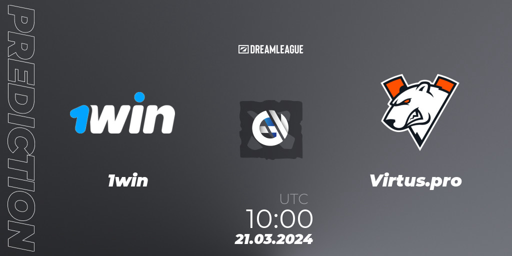1win vs Virtus.pro: Betting TIp, Match Prediction. 21.03.2024 at 10:20. Dota 2, DreamLeague ...