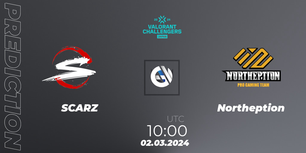 SCARZ vs Northeption: Betting TIp, Match Prediction. 02.03.2024 at 10:00. VALORANT, VALORANT ...