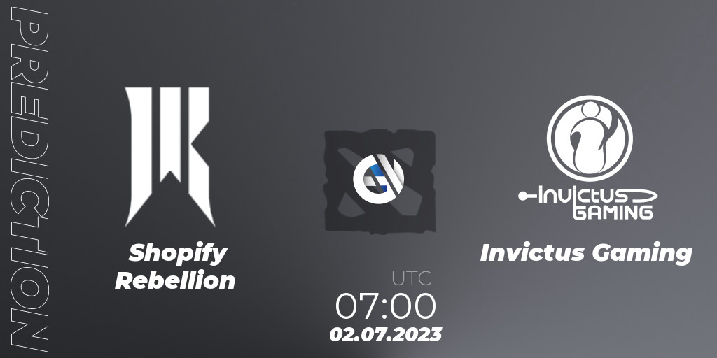 Shopify Rebellion vs Invictus Gaming: Betting TIp, Match Prediction. 02.07.2023 at 07:23. Dota 2 ...