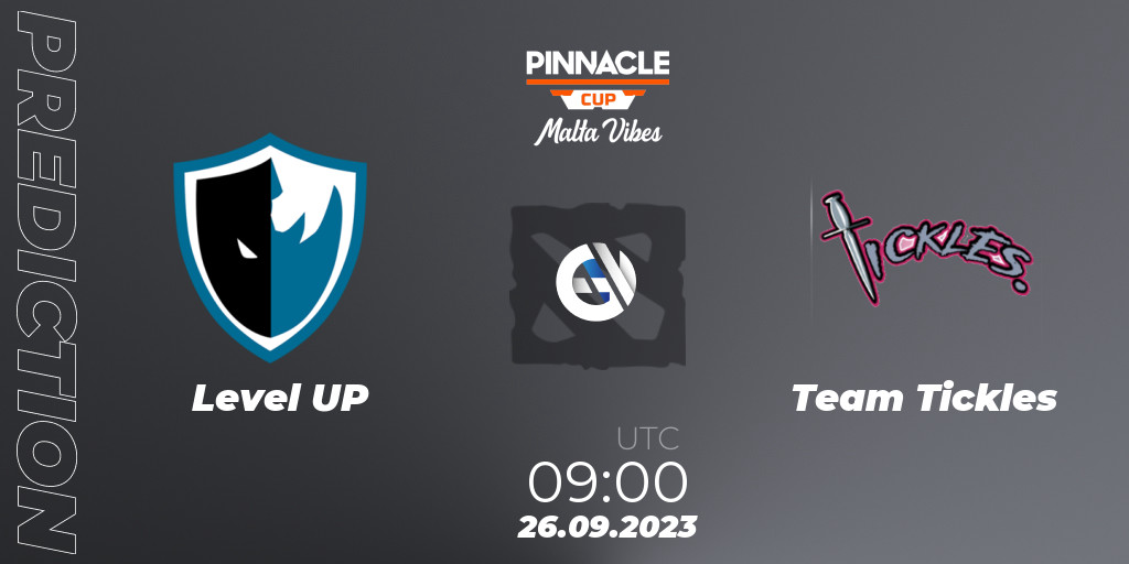 Level UP vs Team Tickles: Betting TIp, Match Prediction. 26.09.2023 at 09:00. Dota 2, Pinnacle ...