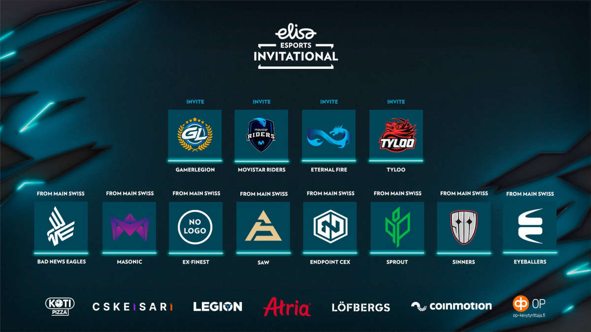 GamerLegion, Eternal Fire, Movistar Riders and TYLOO will play in the Elisa Invitational Fall ...