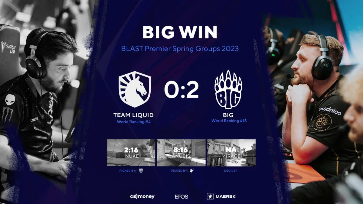 Team Liquid loses to BIG and leaves BLAST Premier Spring Groups 2023 ...